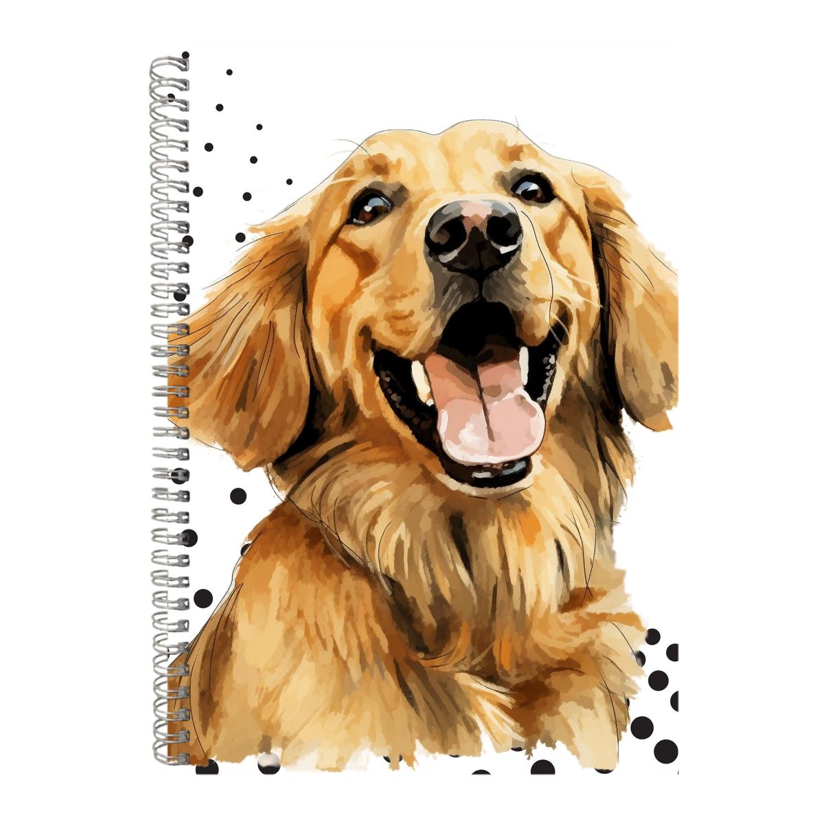 Content A4 Notebook Spiral Lined Golden Retriever Graphic Notepad Gift ...