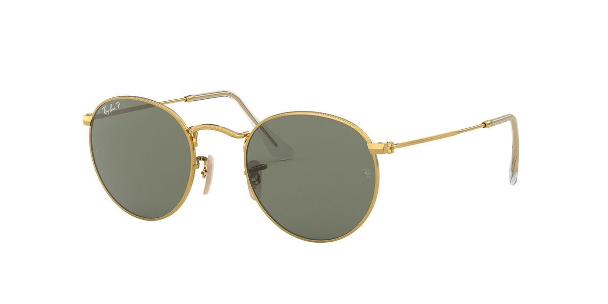 Ray-Ban Round Metal Classic - Polished Shiny Gold/Black Polarized ...