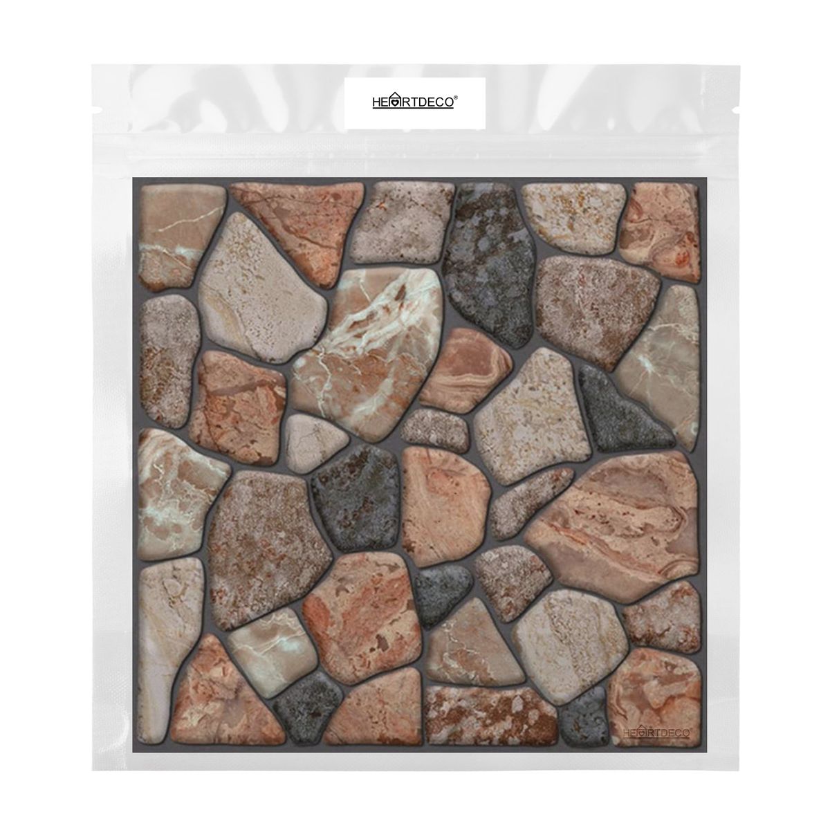 HeartDeco 6Pcs PVC 3D Tile Self Adhesive Wall Decor Panels-Cobblestone ...