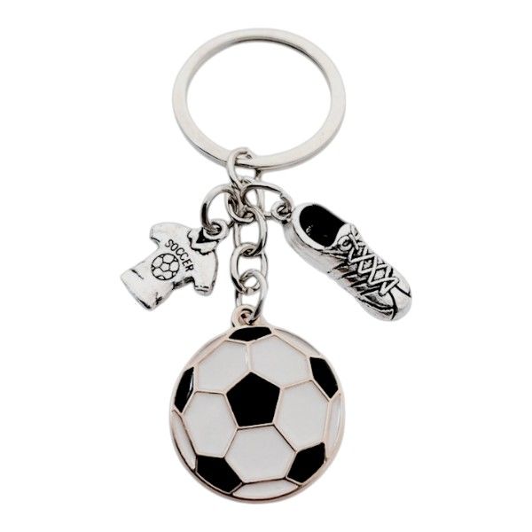 Soccer Fan Keychain With Ball, Jersey and Cleat Charms - Silver | Shop ...