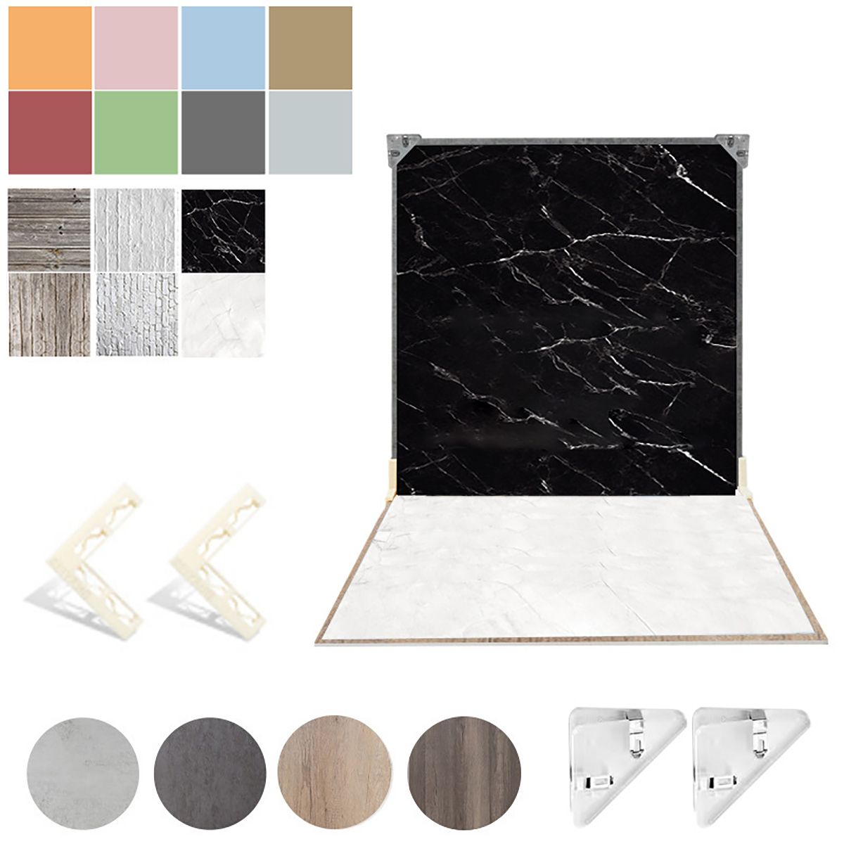 40cm Double-Sided Photo Backdrop Kit - Tabletop Photo with 16 Pattern ...