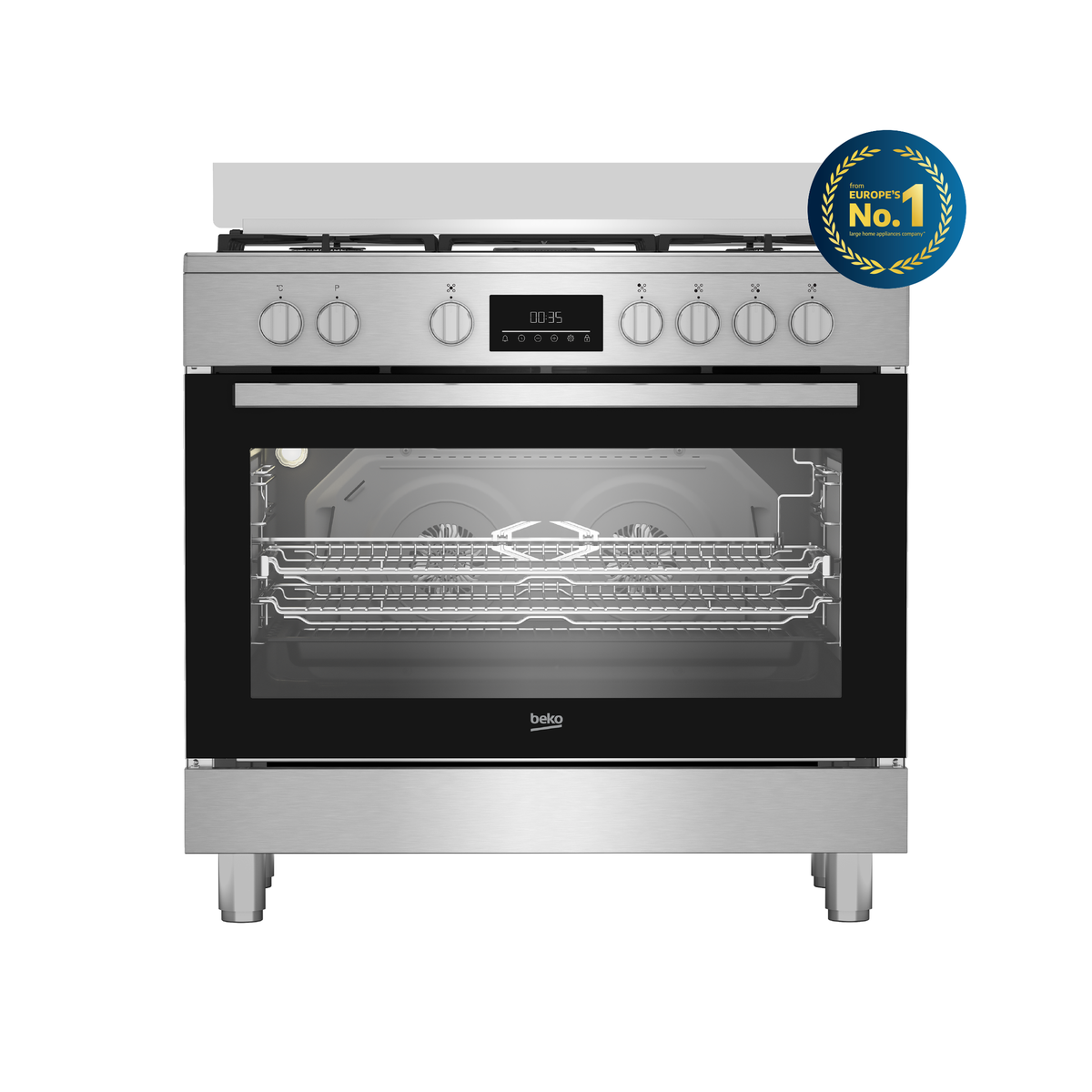 Beko 90cm Multifunction Gas Range Cooker Inox BGTW11225EX | Shop Today. Get it Tomorrow ...
