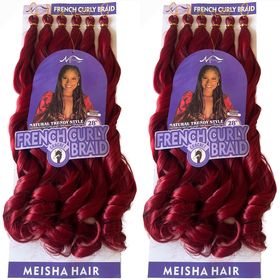Meisha French Curly Braid - 28 Inch - Pack of 2 - Color Aphrodite Red ...