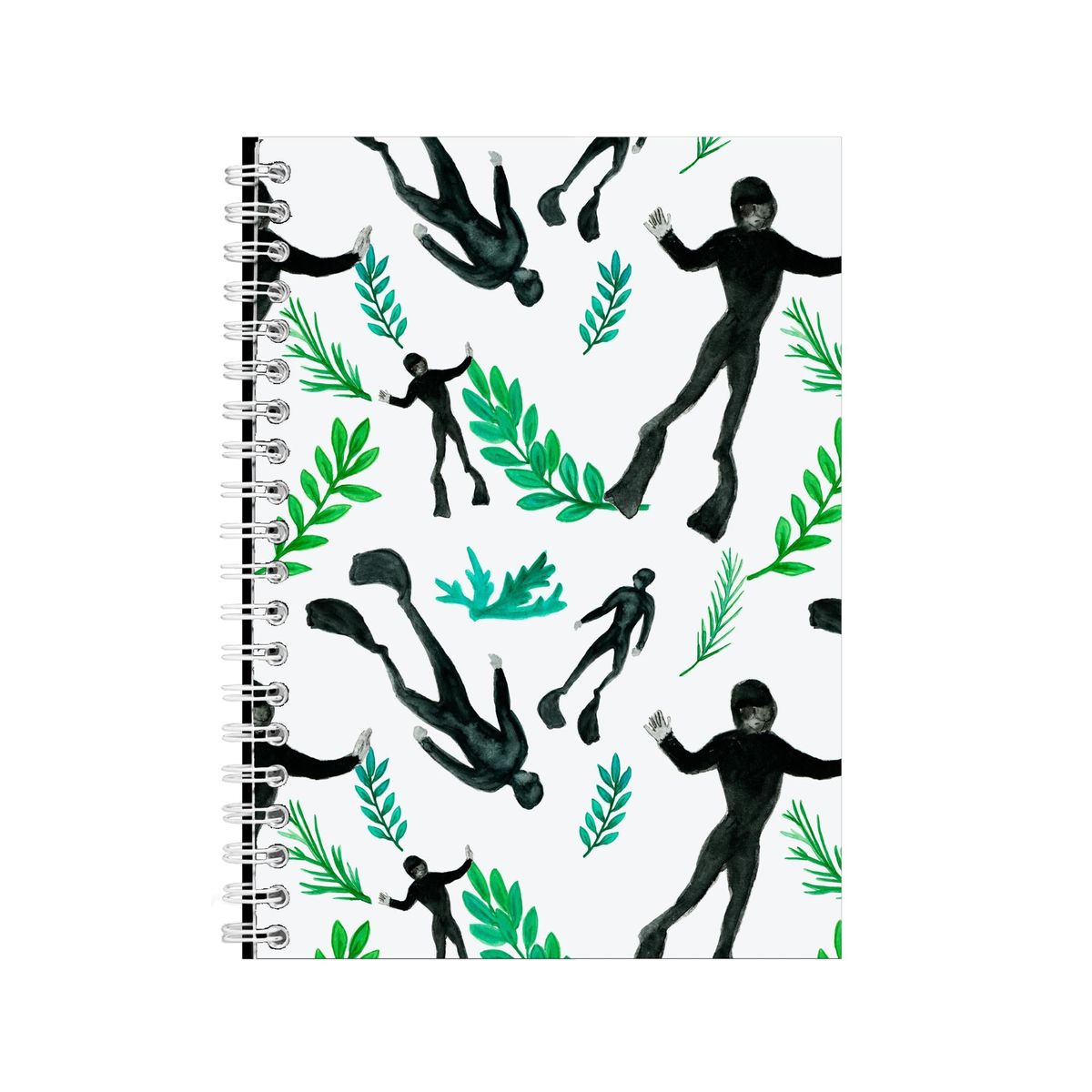 Green Diver A5 Notebook Spiral and Lined Sea Lovers Graphic Notepad ...