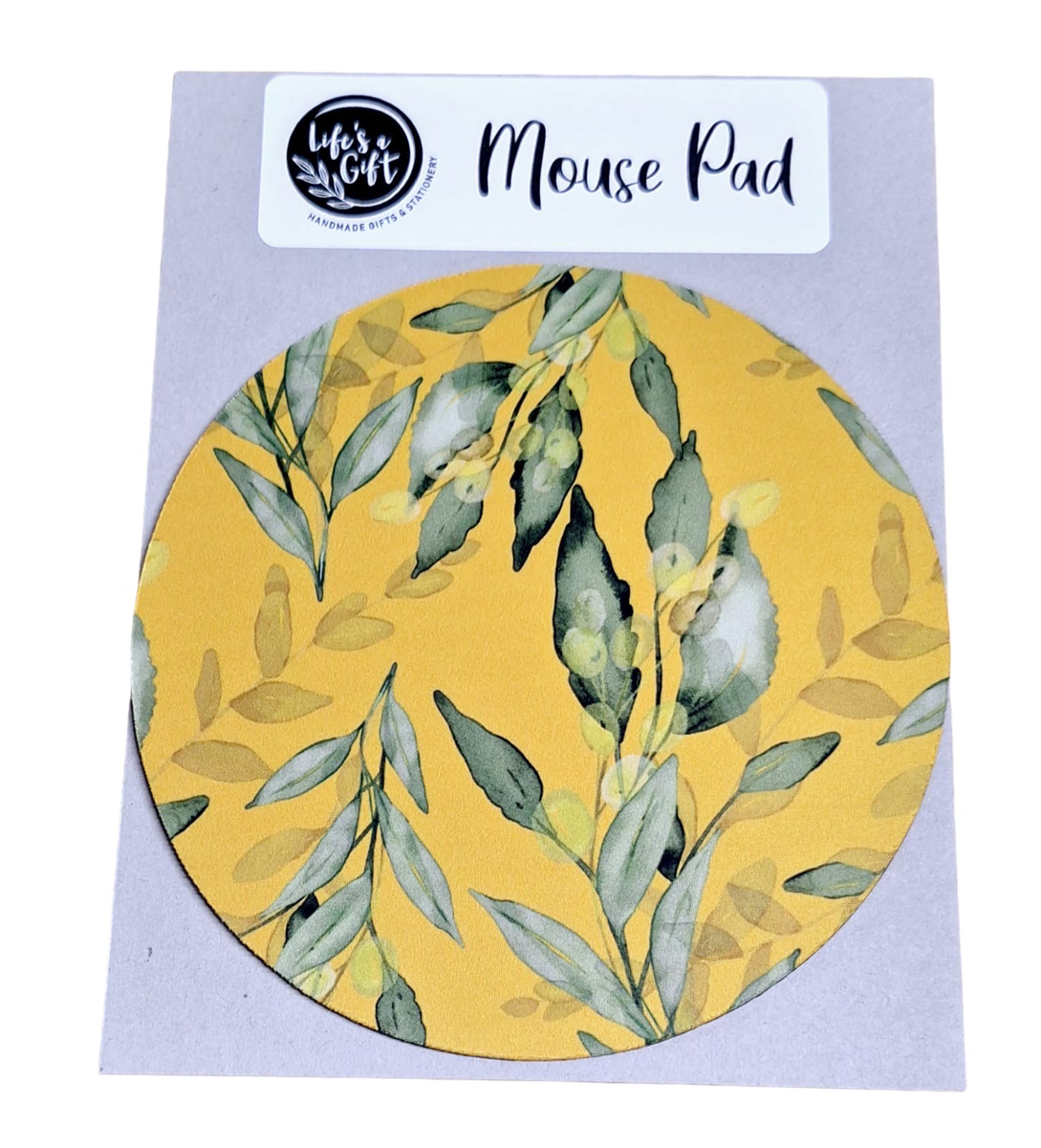 20cm Round Mouse Pad-Green Leaves on Yellow | Shop Today. Get it ...