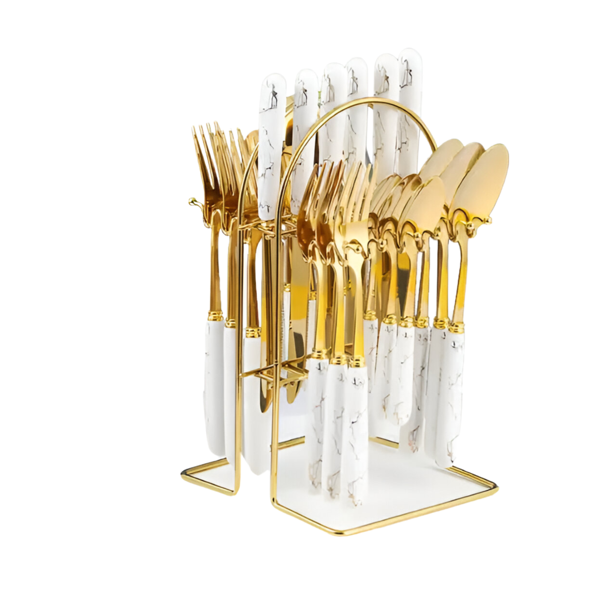 Stainless Steel Cutlery Set with Decorative Hanging Rack - 24-Piece ...