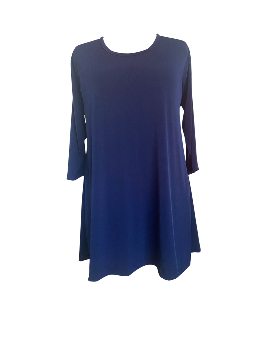 Plus Size Navy Bon Bon Top with 3/4 Sleeves | Shop Today. Get it ...