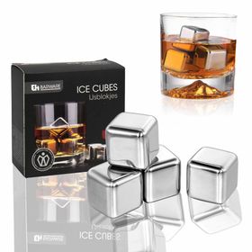 Reusable Stainless Steel Ice Cubes Set with Storage Holder - Pack of 5 ...