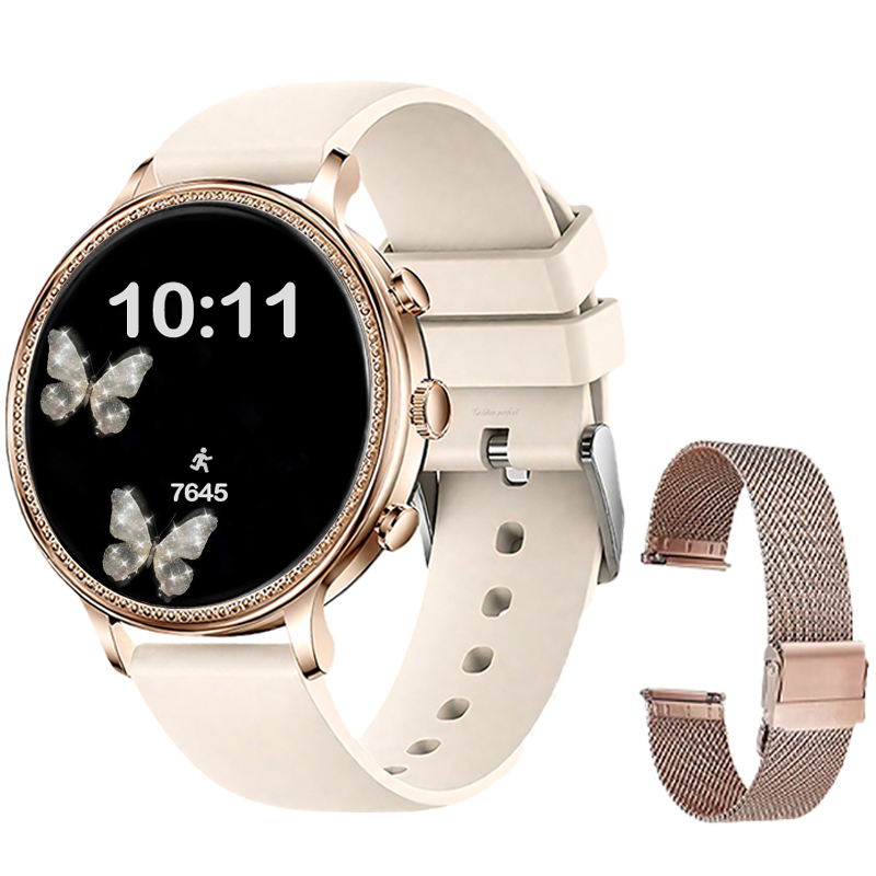 1.39-Inch Smartwatch for Women with Dual Straps and Gold Bezel | Shop ...
