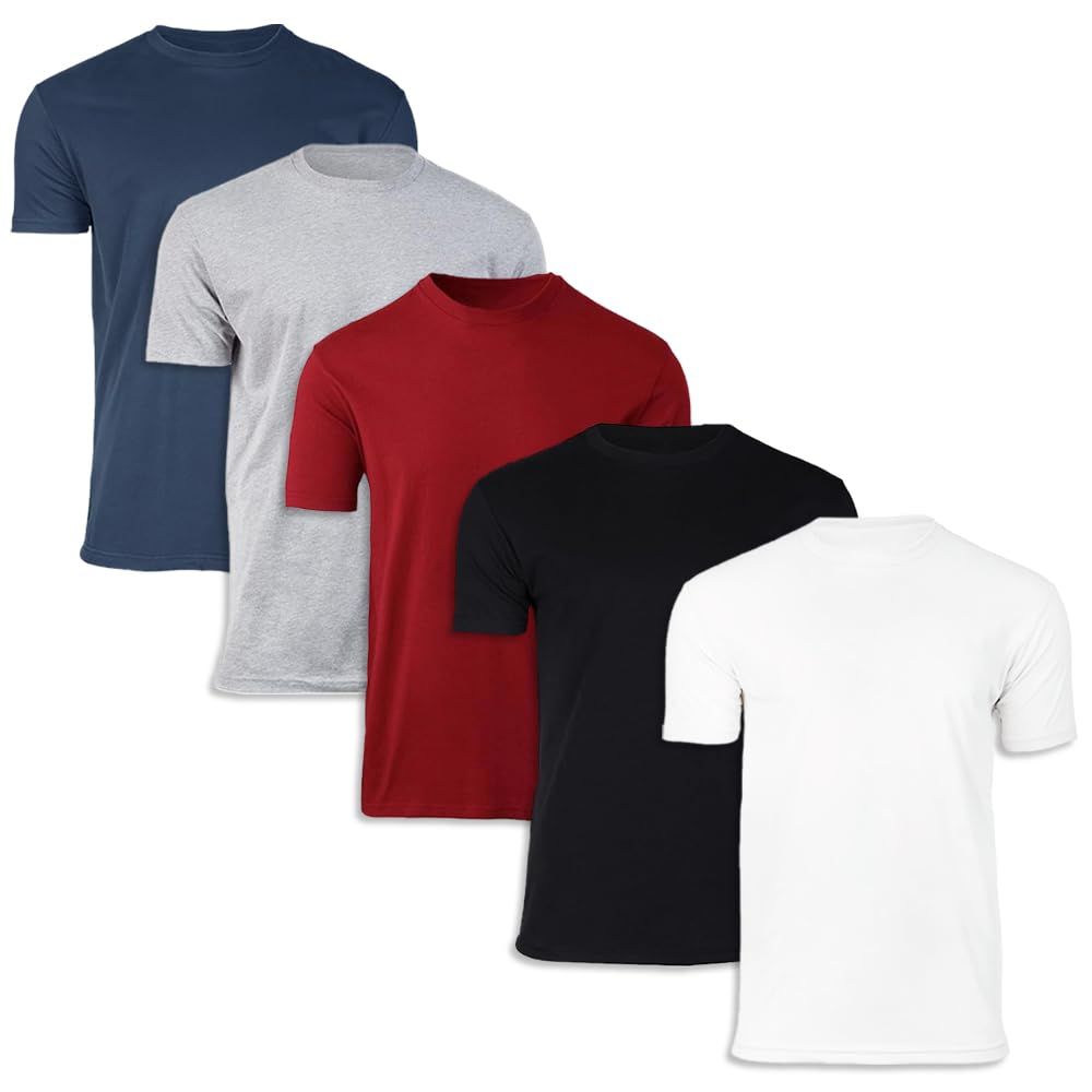 5-Pack Men's Cotton Crew-Neck Short-Sleeve T-Shirt - Solid Colors ...