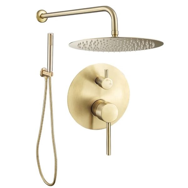 Round Style Shower Set Brushed Gold And Black | Shop Today. Get it ...