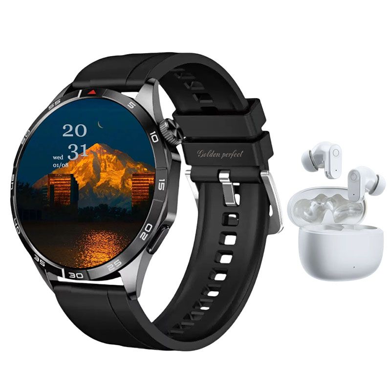 Smartwatch Gift Bundle With Dual Straps & Bluetooth Earphones For Men ...
