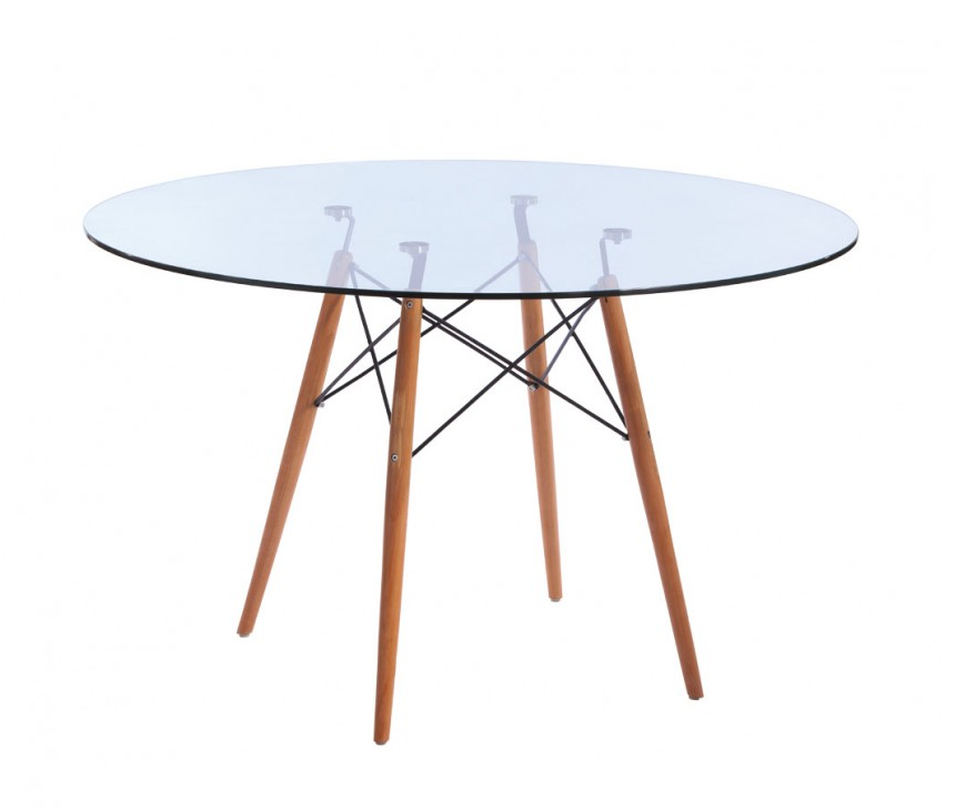 Round Glass wood legs Table 80cm | Shop Today. Get it Tomorrow ...