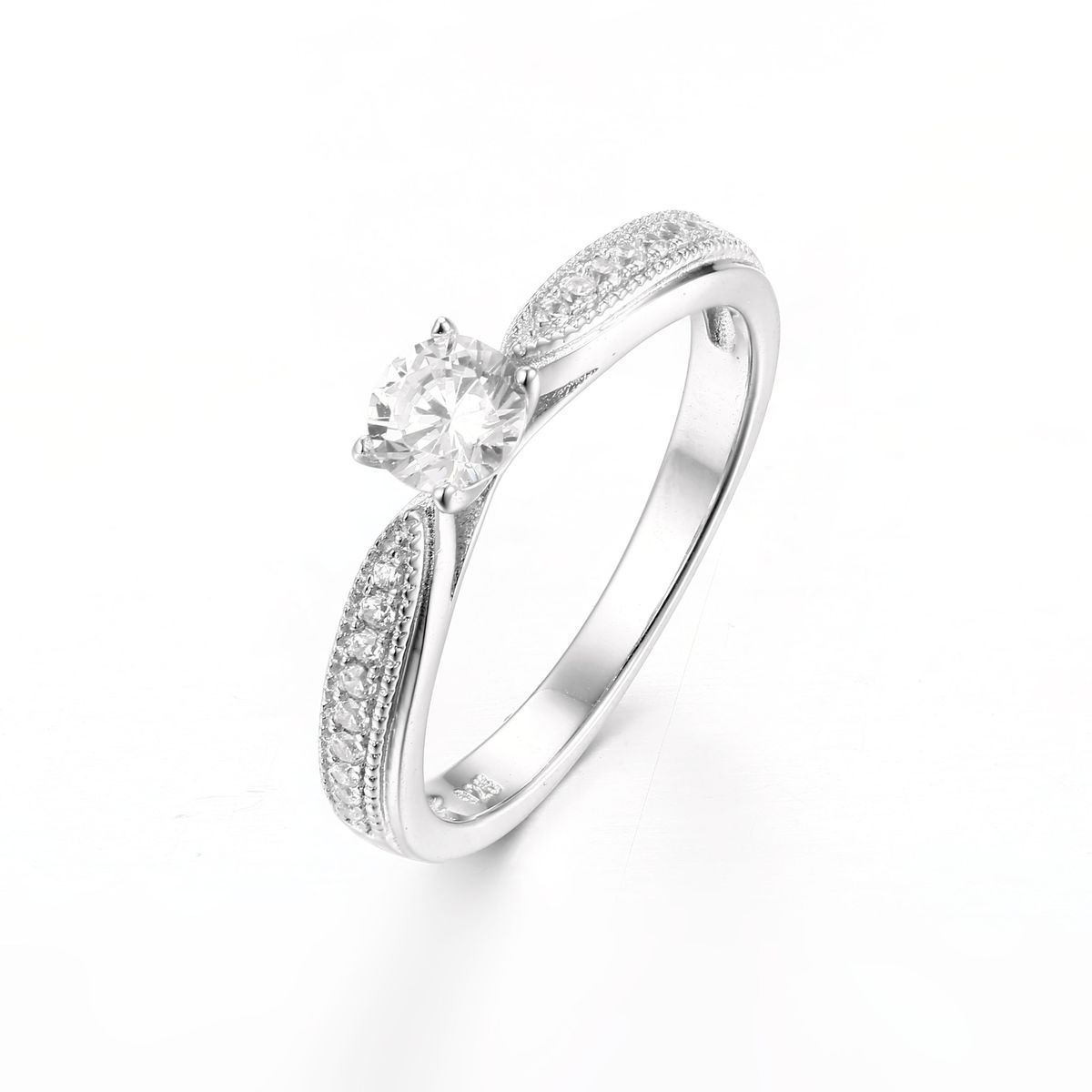 Sterling Silver Milgrain Solitaire Claw Set Engagement Wedding Ring ...