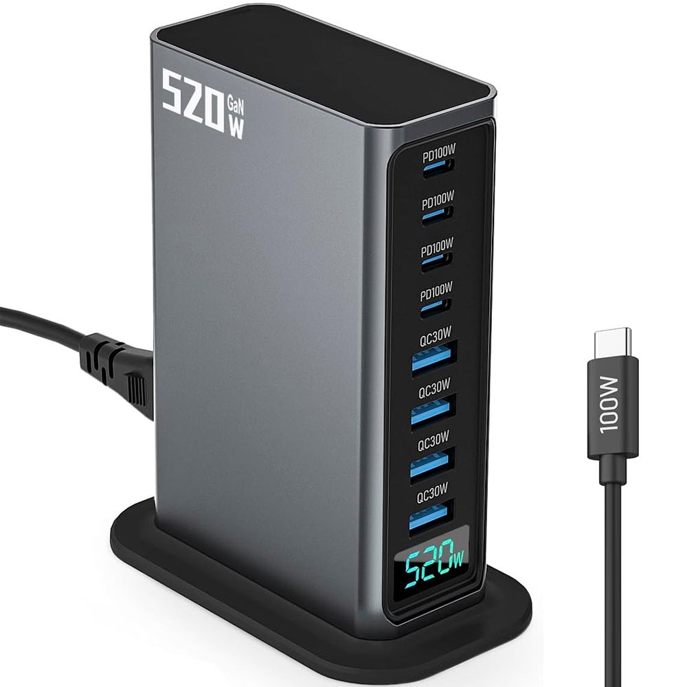 520W USB C Charger Block, 8 Ports GaN Fast Charging Station Hub, PD ...