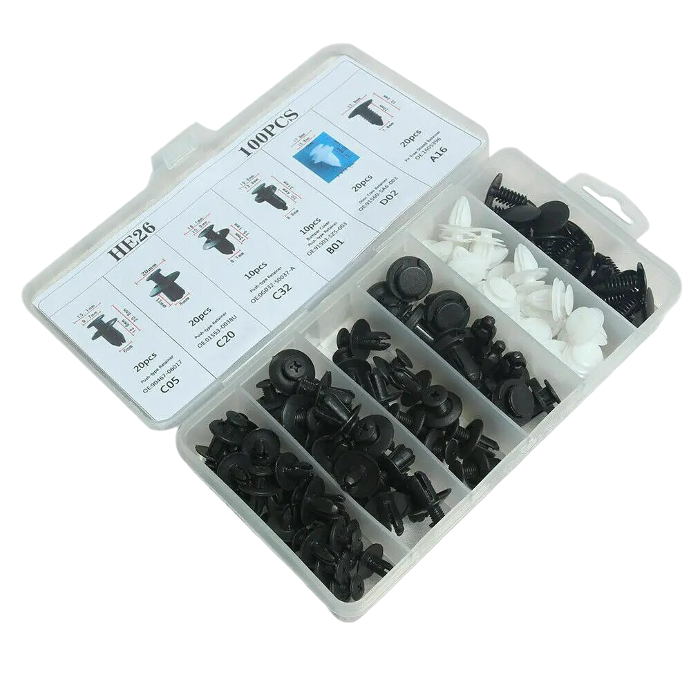 100pc Auto Fastener Car Clips 6 Size Mixed Door Trim Panel Retainer Kit ...