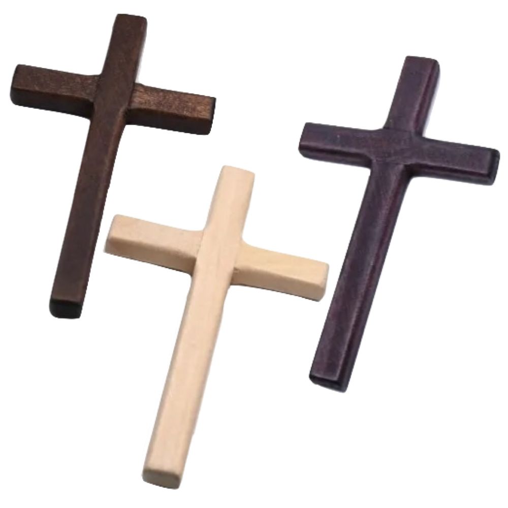 Craft DIY Decor Wooden Religious Prayer Handheld Cross Set of 3 - 12cm ...