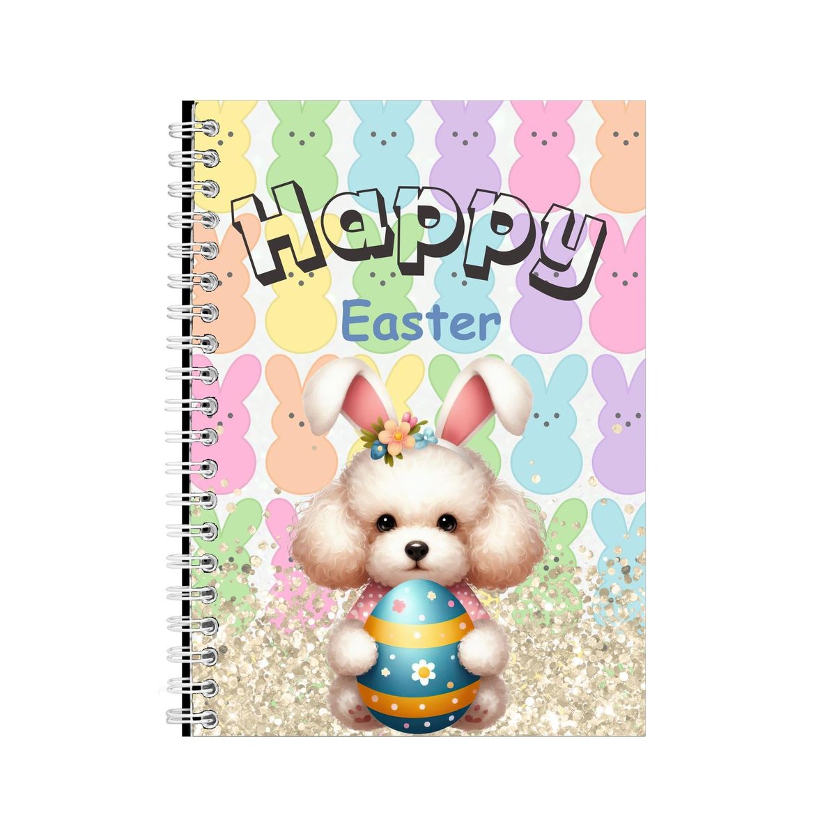 Poodle Pup A5 Notebook Spiral Lined Dog Easter Graphic Notepad Present ...