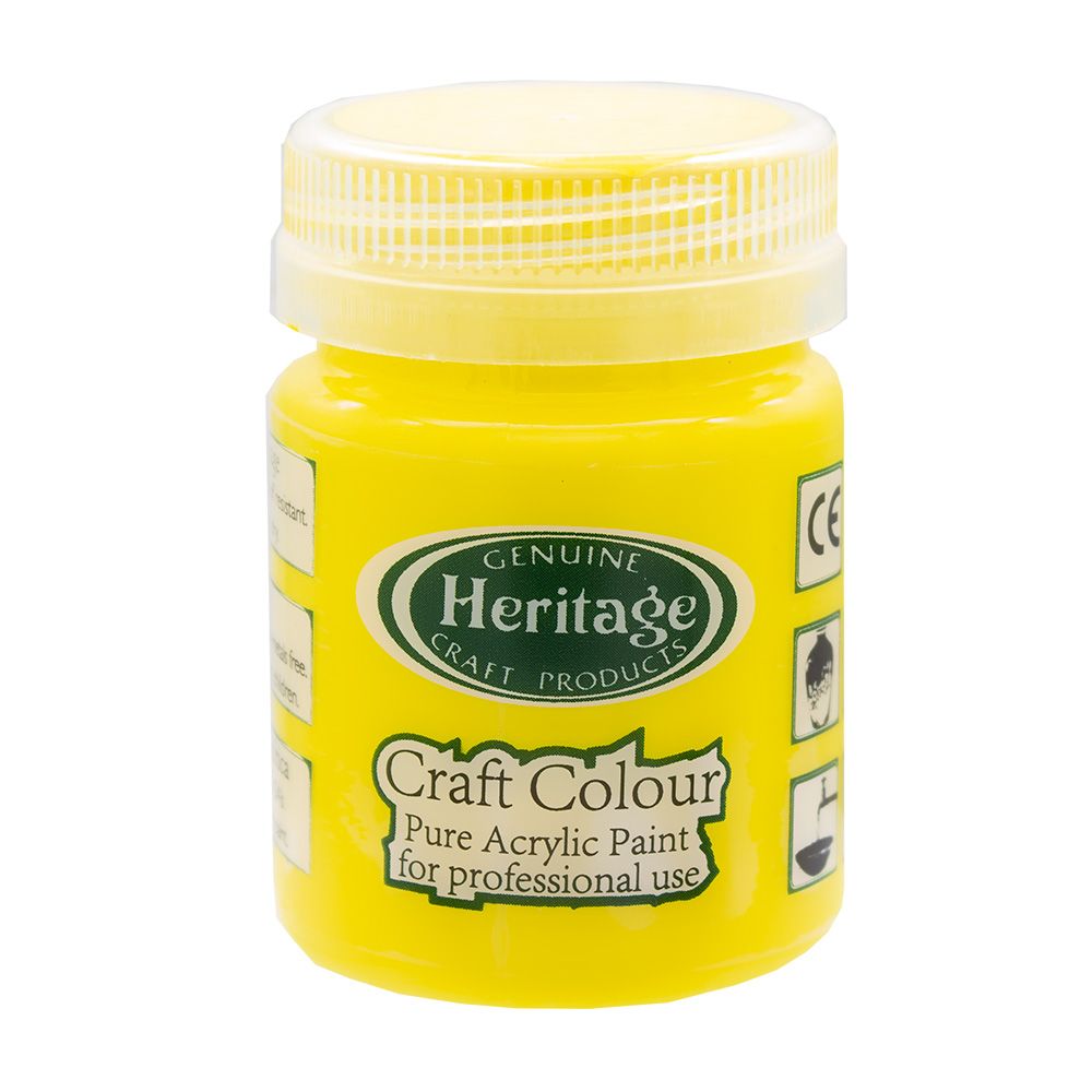 Heritage Pure Acrylic Paint - Craft Colour Range - 50ml - True Yellow ...