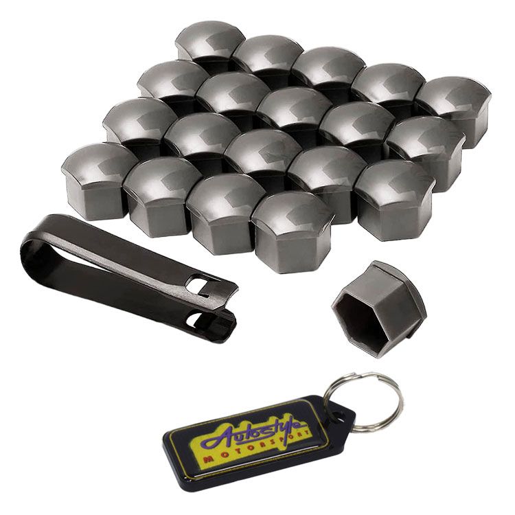 Wheel Nut Covers - 20 Piece Set - Gloss Black With Applicator & Key ...