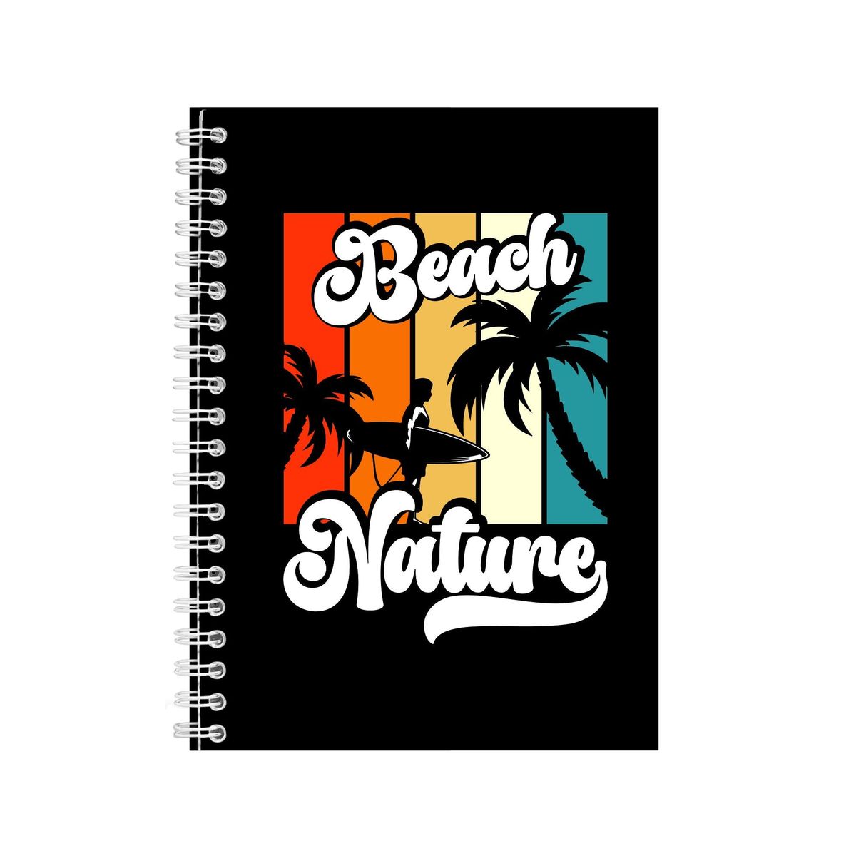 Beach Nature A5 Notebook Spiral Lined Surfing Graphic Notepad Present ...