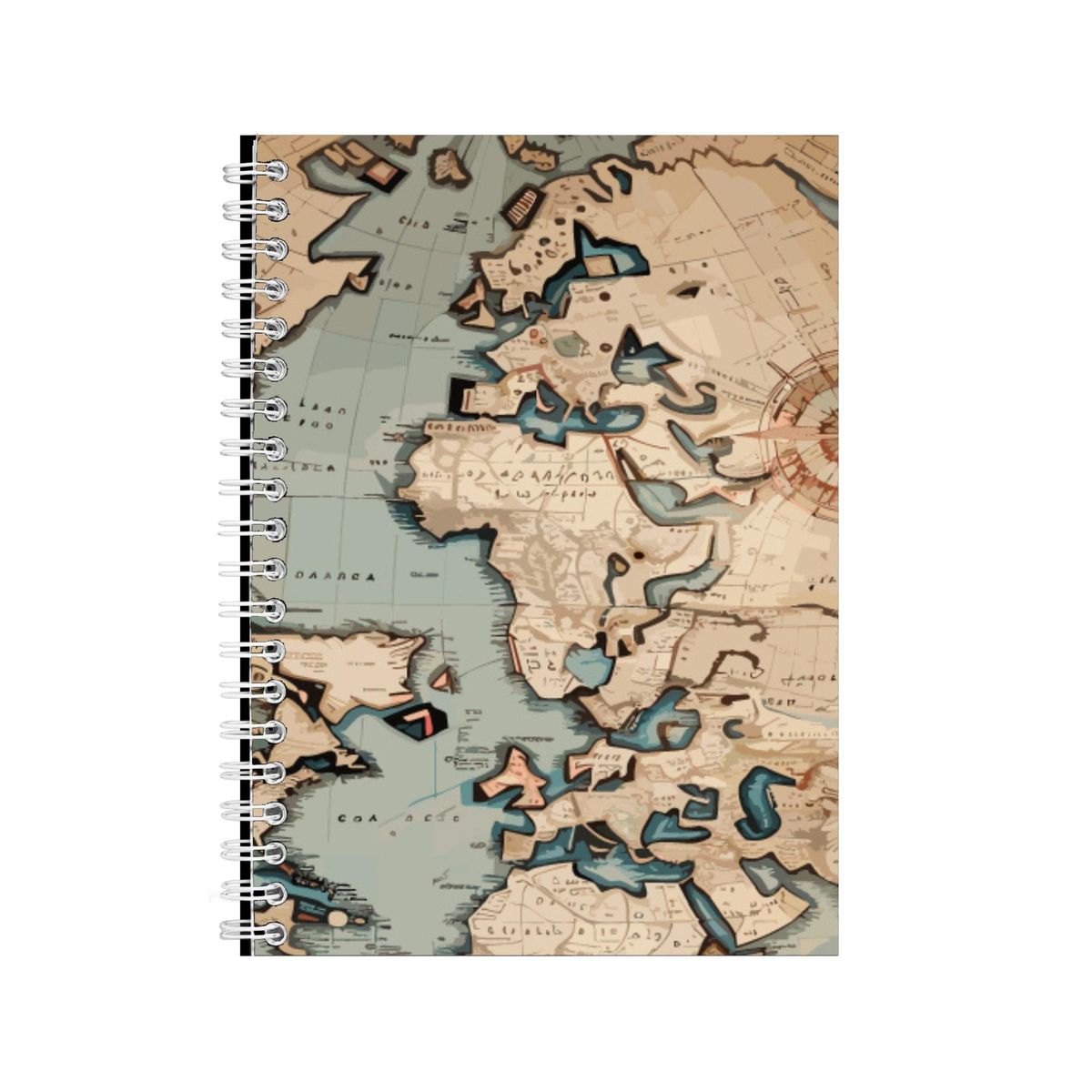 Ocean A5 Notebook Spiral and Lined Maps Graphic Notepad Design Present ...