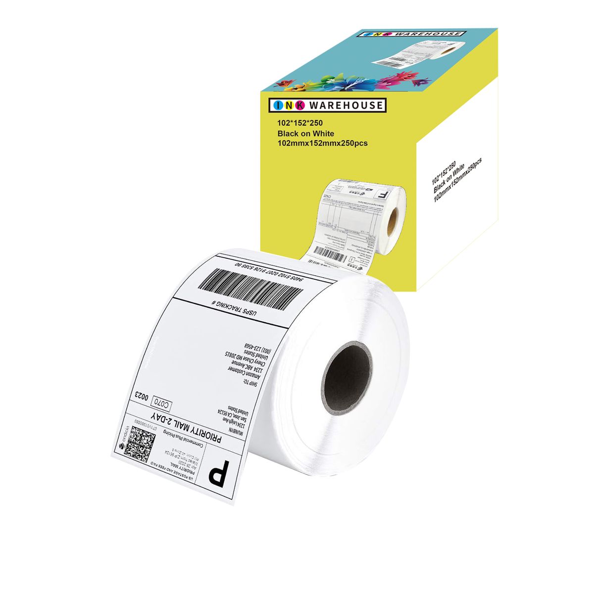 INKWAREHOUSE Thermal Shipping Labels 102 mm x 152 mm x 250pcs/Roll ...