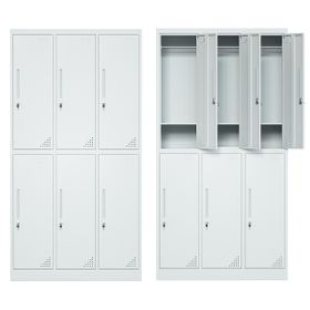 Steel 6 Door Locker Cabinet With Inner Handle and Lock - Light Grey ...