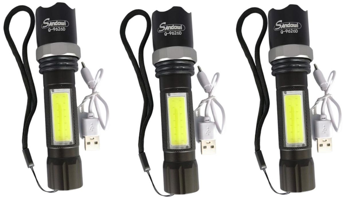 Andowl Rechargeable Super Bright Alloy Torch - Q9626D - Pack of 3 ...