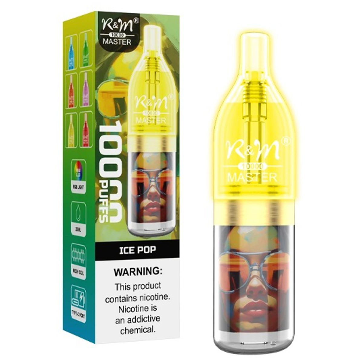 Master 10000 Puffs Rechargeable Disposable Vape With 20ml Ice Pop ...