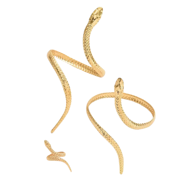 Serpent's Embrace Gold-Plated Snake Bracelet, Ring & Armlet Set | Shop ...