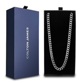 Colton James Premium Silver Mens Cuban Link Chain - 6mm Thickness ...