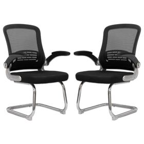 Set Of 2 Modern Design Visitor Mesh Office Chairs Without Wheels 8833G ...