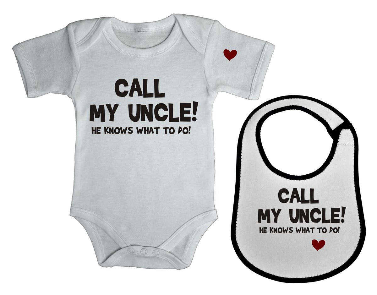 Call My Uncle, he knows what to do baby grow and bib combo | Shop Today ...