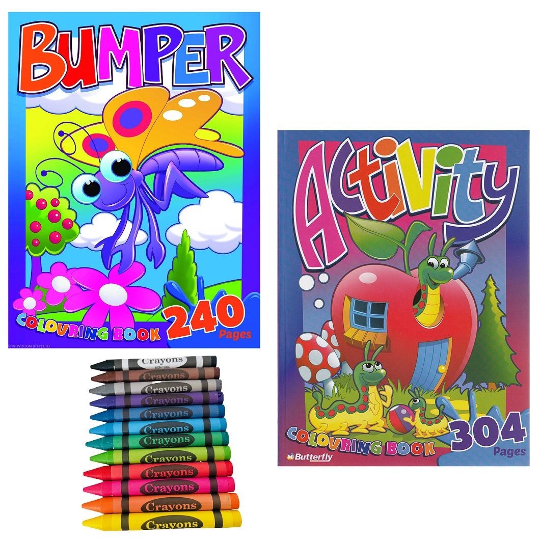 Bumper Fun Colouring, Activity Books & Jumbo Crayons Set (3 Piece ...