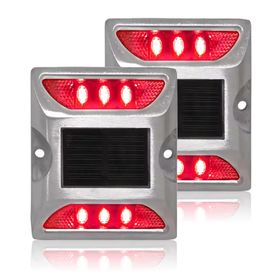 Solar LED Road Stud Light & Reflectors Metal Body | Flashing RED |JG689 ...