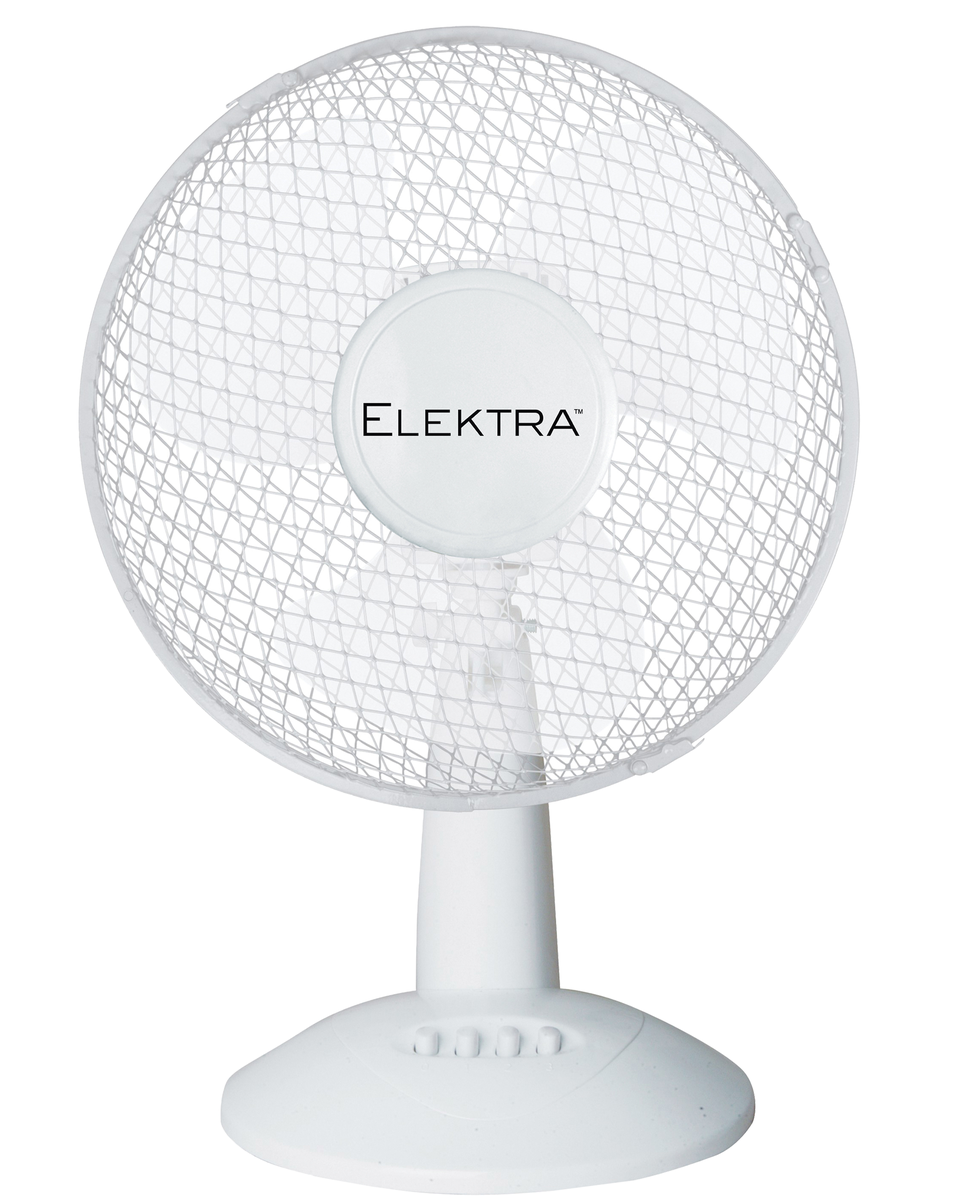 Elektra 30 cm Adjustable Desk/Table Fan - White, 3-Speed Oscillating ...