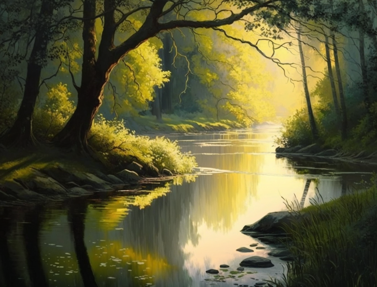 Canvas Wall Decor - Fancy Artwork Living Room River - B1257 | Shop ...