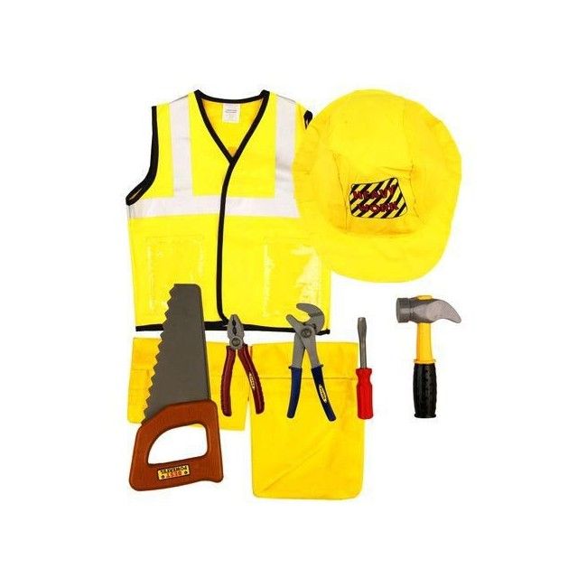 Construction Worker Role Play Costume Set with Tools - Yellow | Shop ...