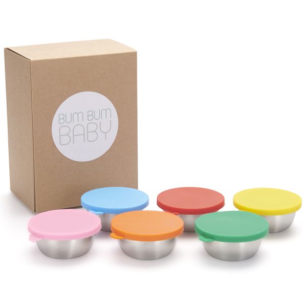 Bum Bum Baby Small Steel Snack Lunch Containers with Lids - 6 Pack ...
