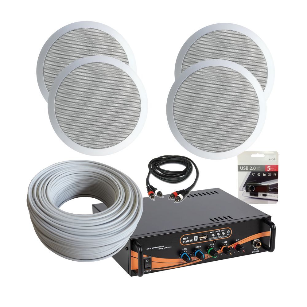 Coffee Shop & Small Restaurant Sound System Kit with 4 x Ceiling ...