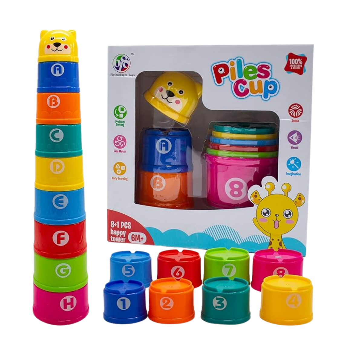 Educational Colorful Alphabet & Number Stacking Cups for Toddlers ...