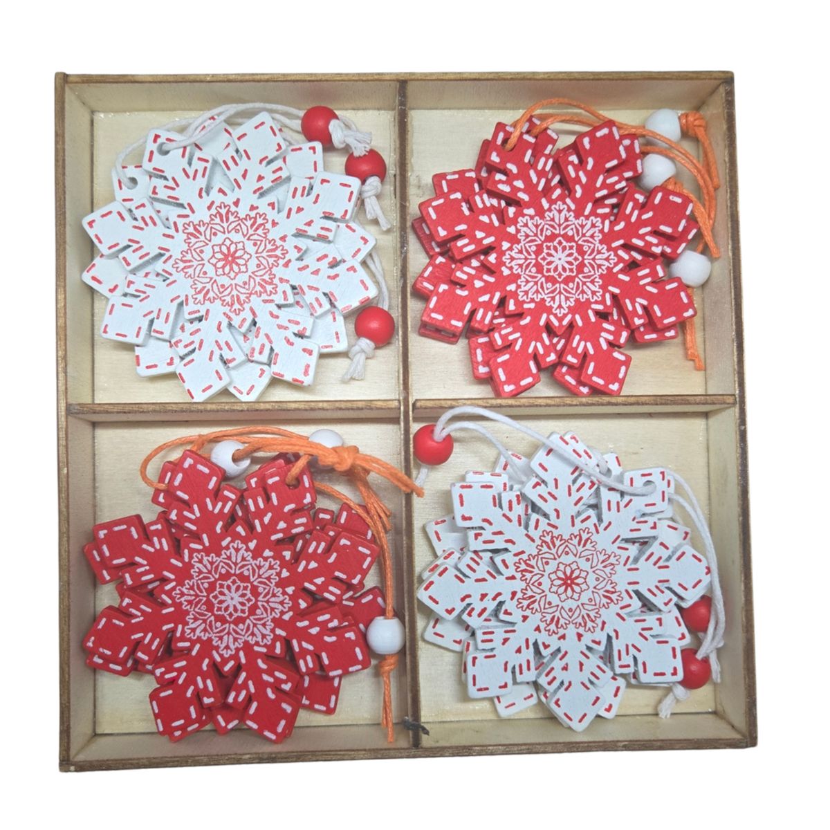 Wooded Snow Flake Christmas Tree Decoration Ornaments. Stylish and ...