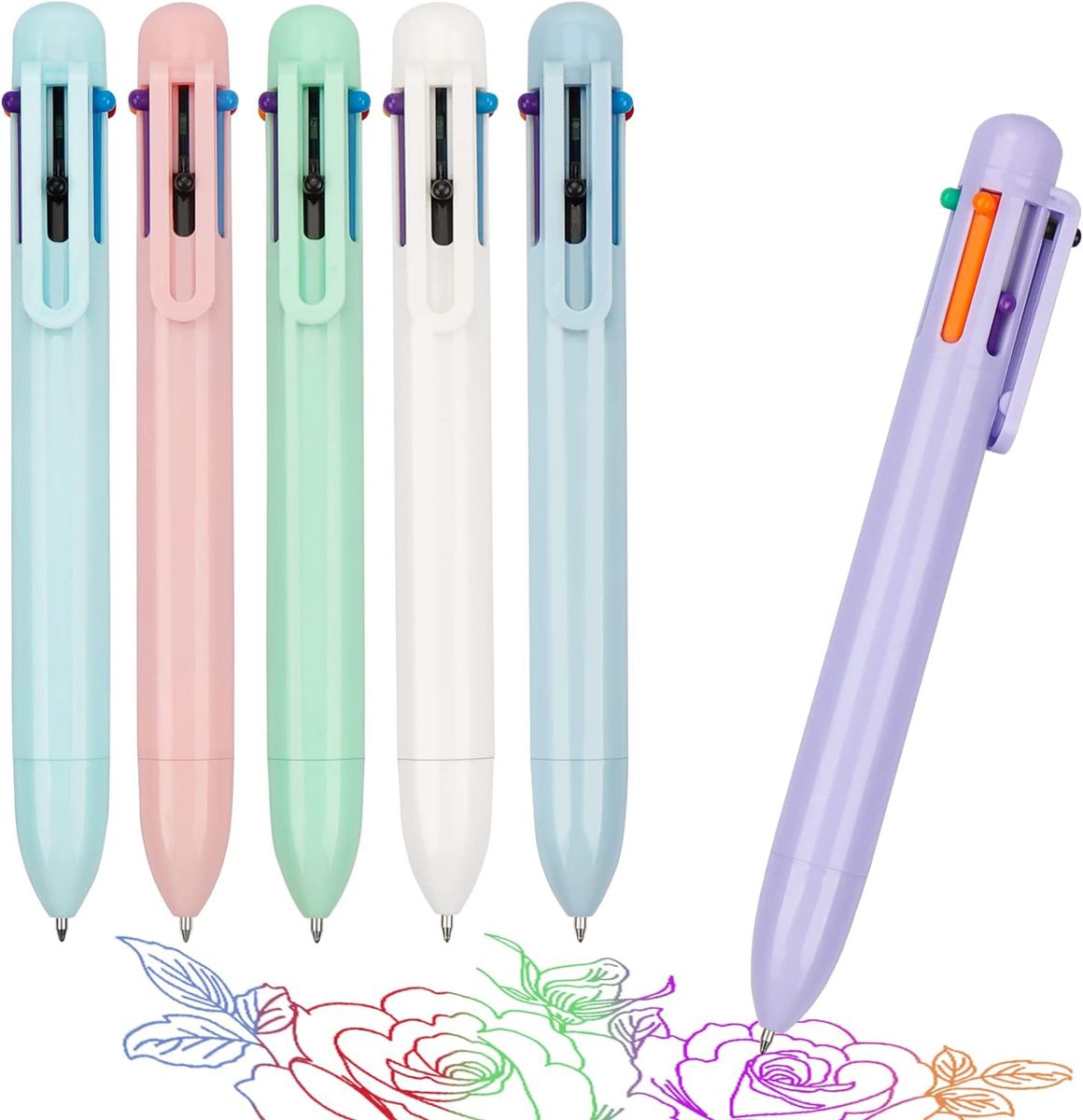 6 Pack Multicolor Ballpoint Pen, 0.5mm Colorful Ink Color Pen | Shop ...