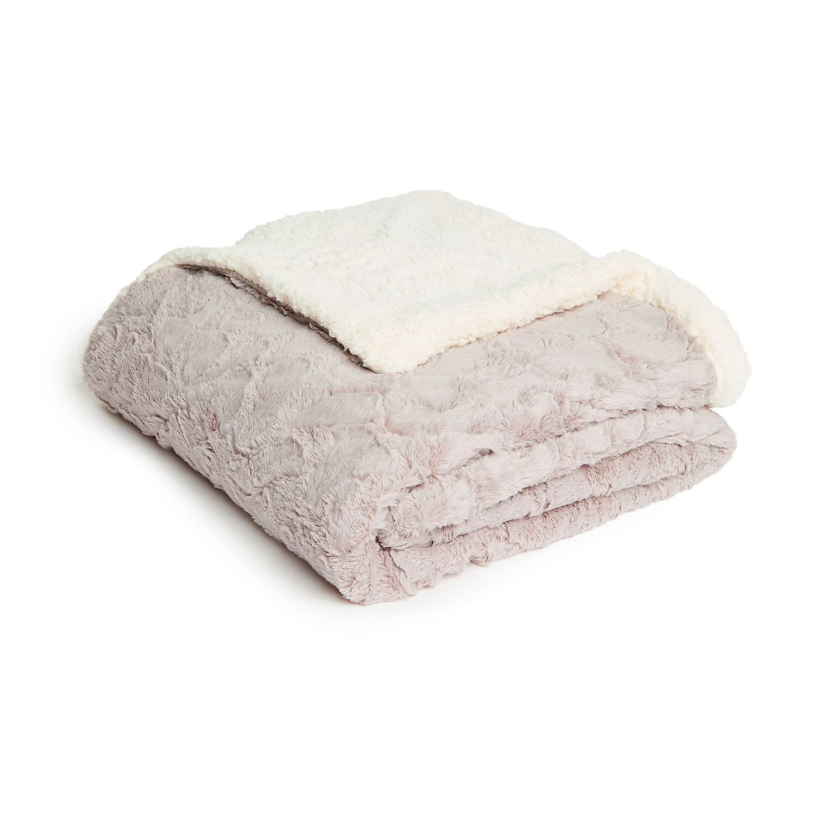 George & Mason - Sherpa Lined Textured Fleece Blanket 180cm x 200cm ...
