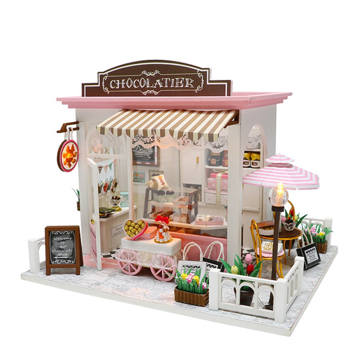 DIY Miniature Dollhouse Kit with Furniture, Chocolate Store 20 x 16 x ...