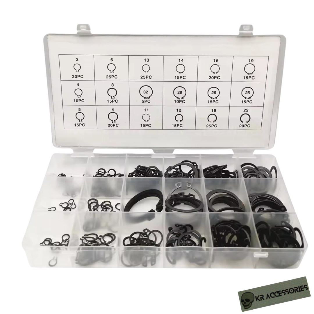 KR Snap Ring/ Circlips/ C-Clips Assortment Set: 18 Sizes - 300-Piece ...