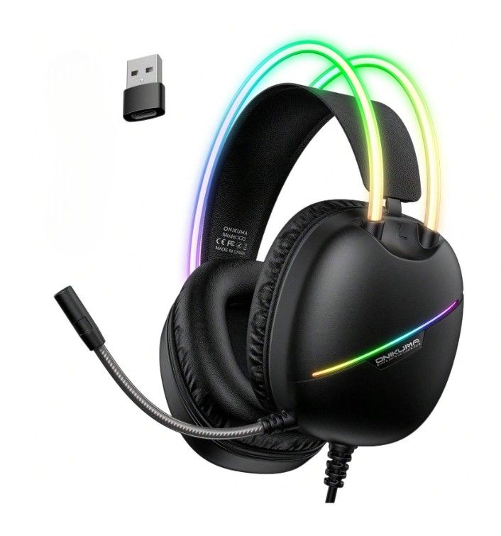ONIKUMA - X33 Pro - Wired RGB Headset With Stereo Surround Sound ...
