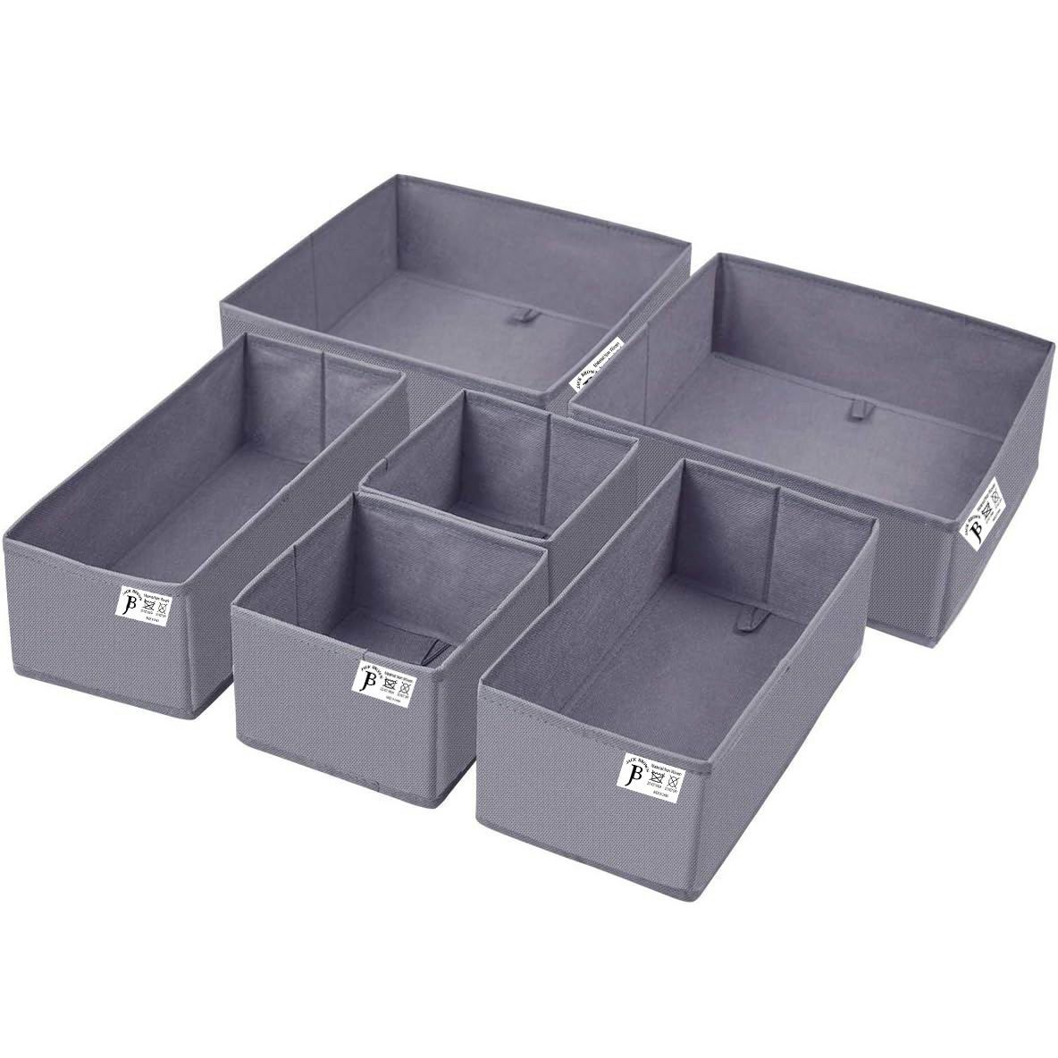 Jack Brown Foldable Storage Boxes for Clothes Underwear - Set of 6 ...