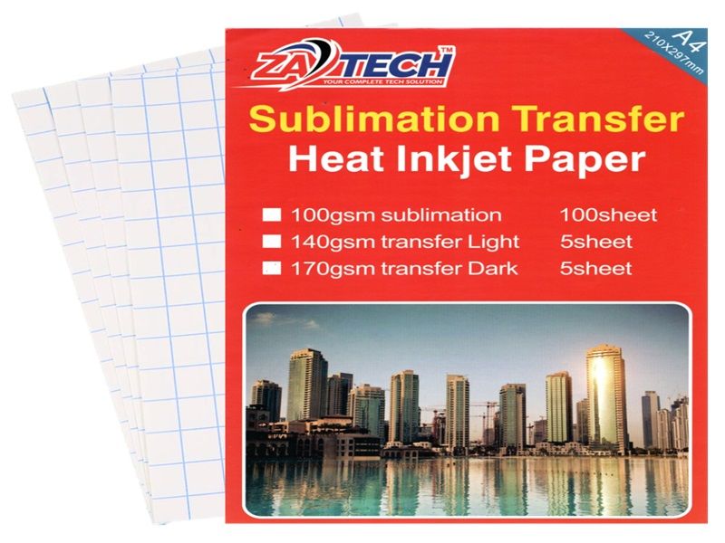ZATECH Sublimation Heat Transfer Inkjet Paper (140GSM - 5 S)heets ...